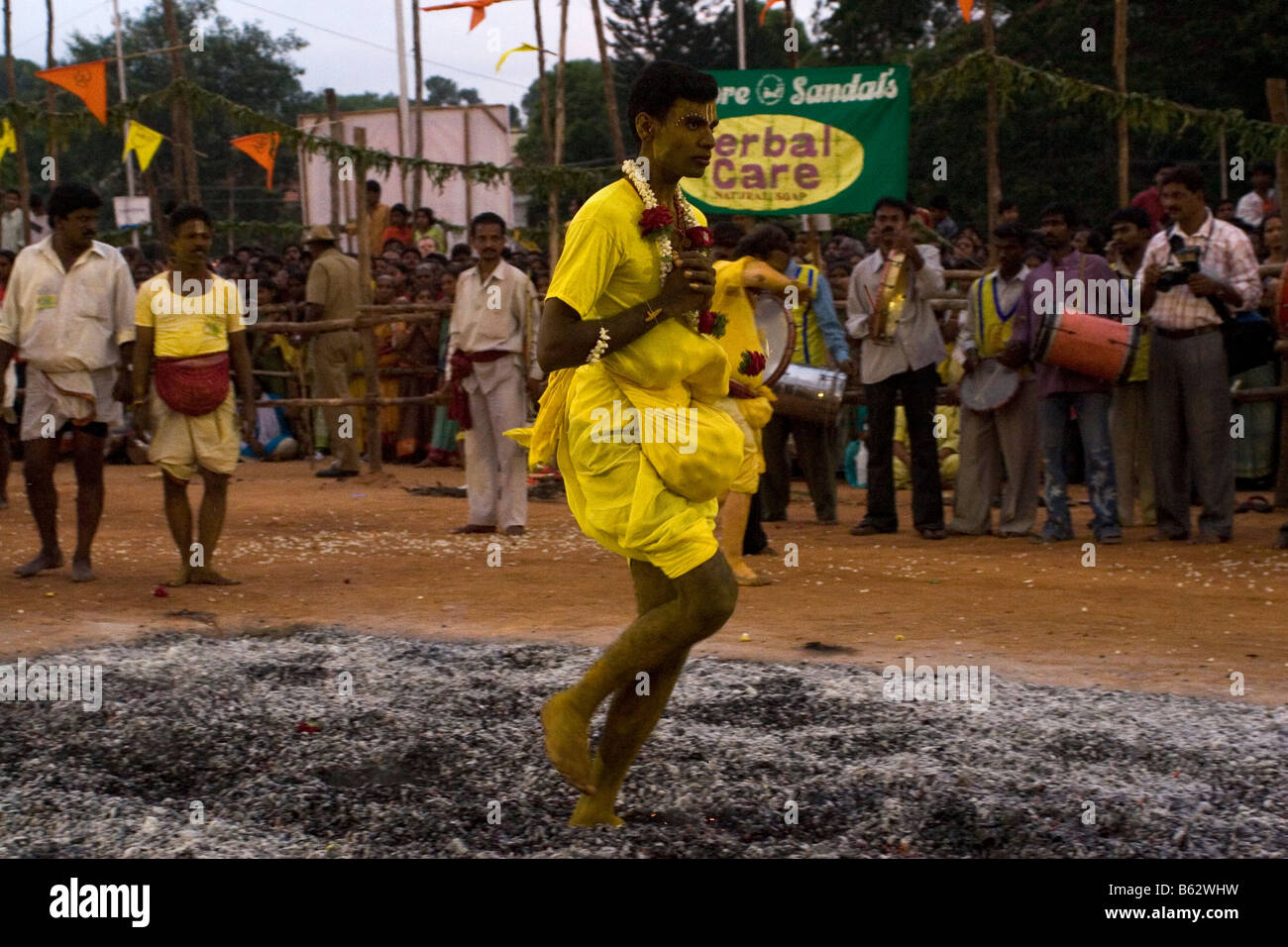 A man takes part in a firewalking festival in Bangalore, India Stock ...