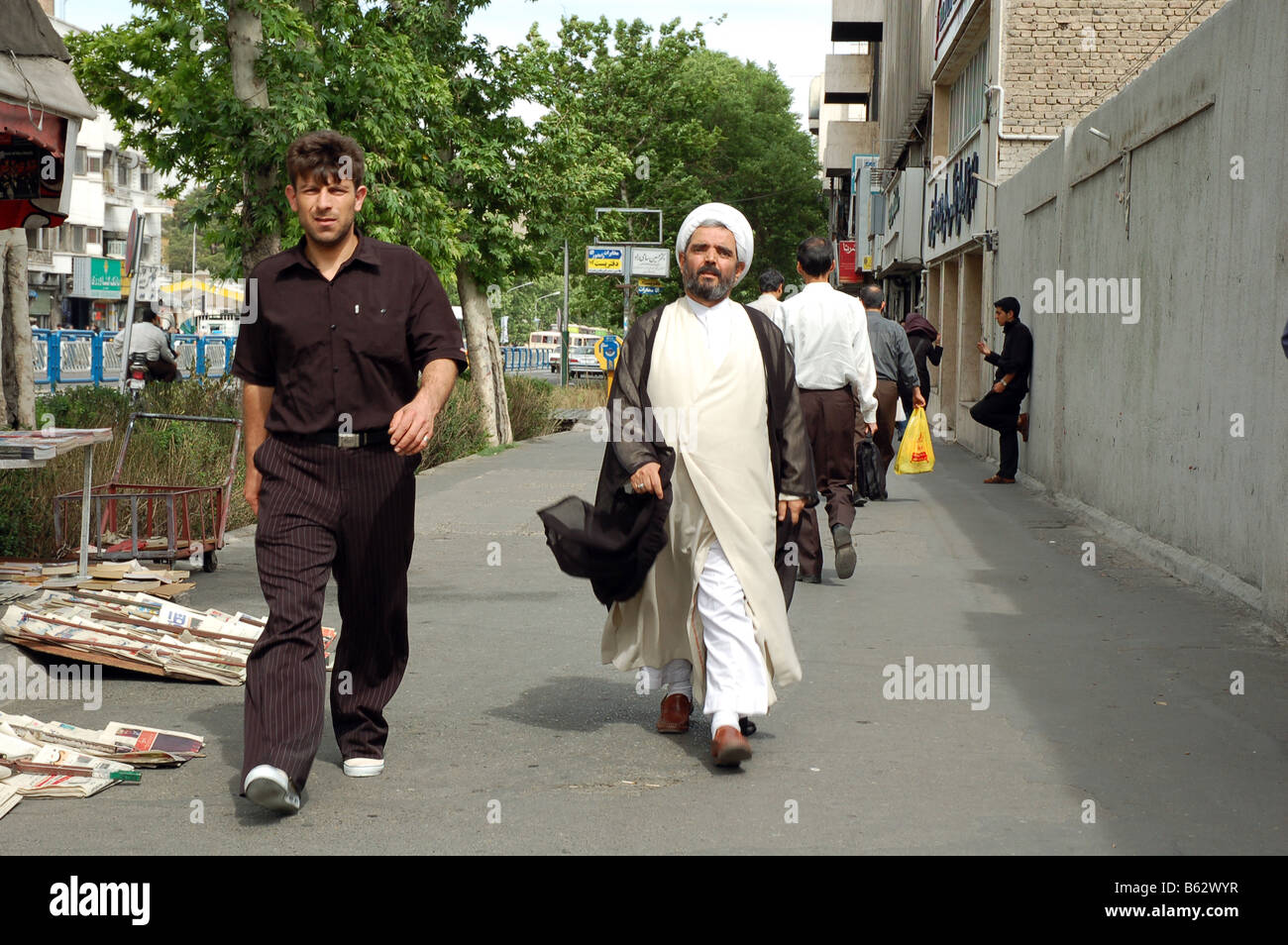 Mullah walking in Enghelab street Tehran Stock Photo - Alamy