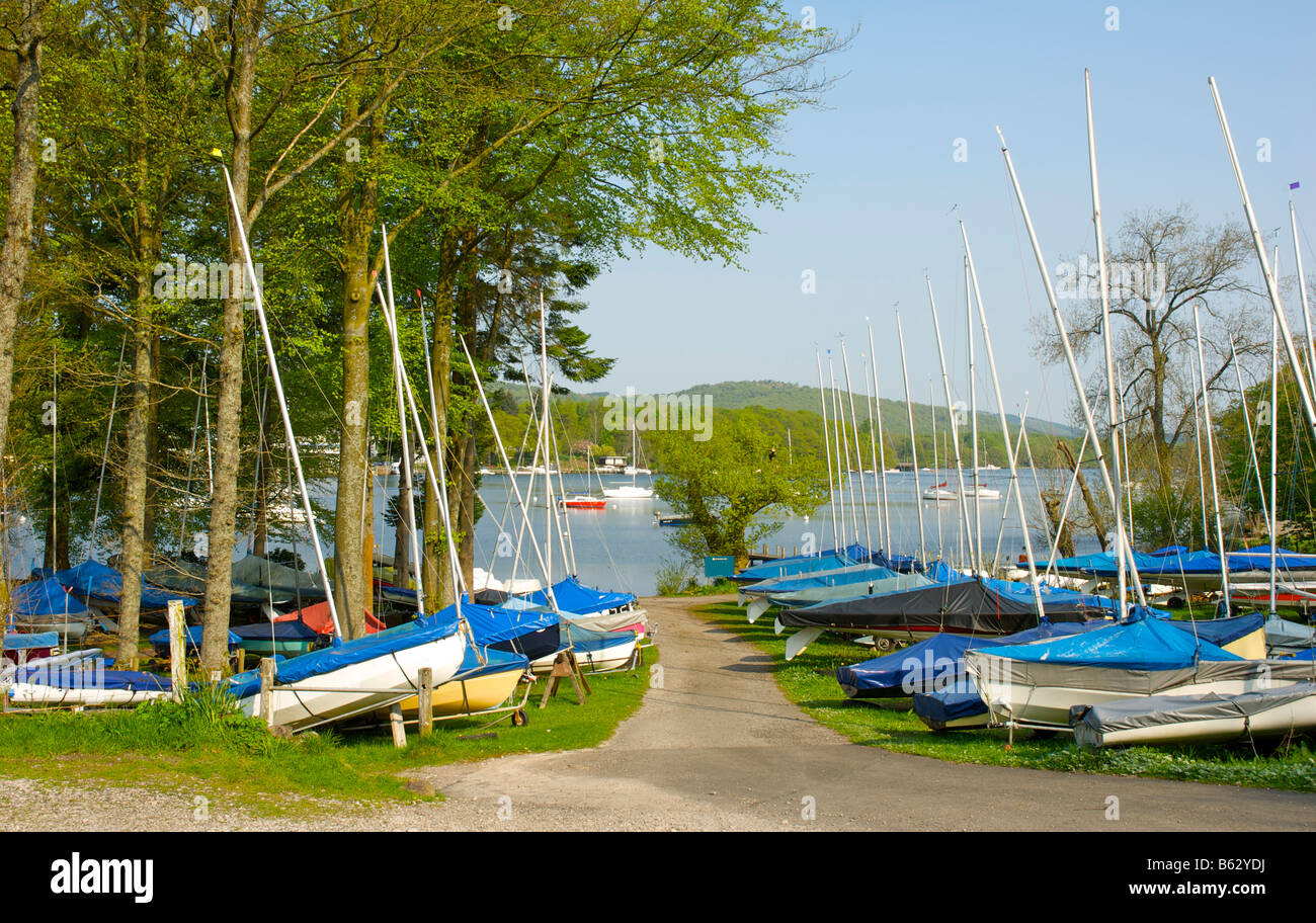 Sailboats on shore at Fell Foot Park, at the southern tip of Lake ...