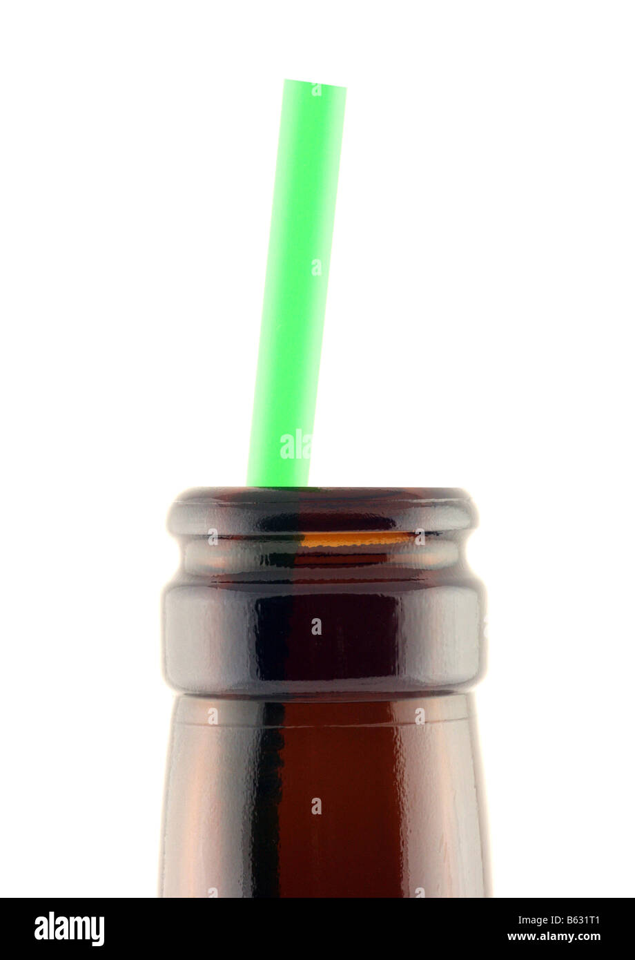 Bottle neck with straw Stock Photo - Alamy