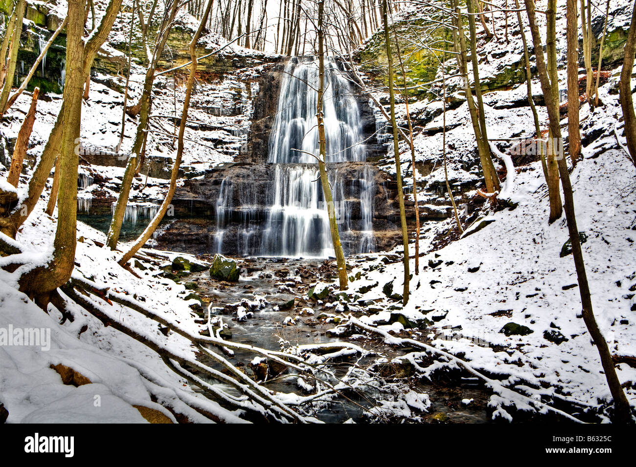 Sherman Falls in Winter Bruce Trail Niagara Escarpment Hamilton Ontario ...