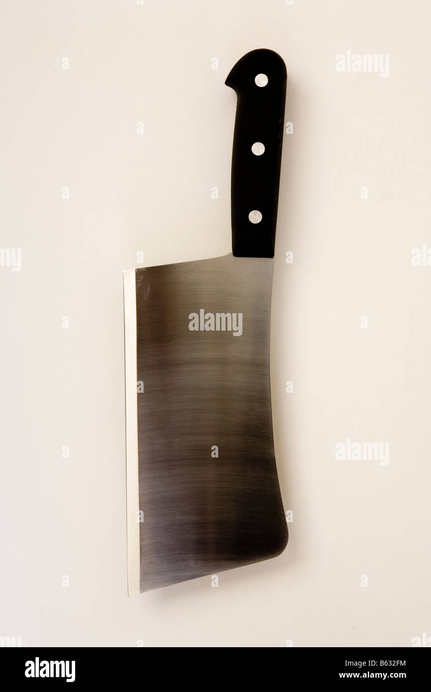 butchers meat cleaver on white background Stock Photo - Alamy