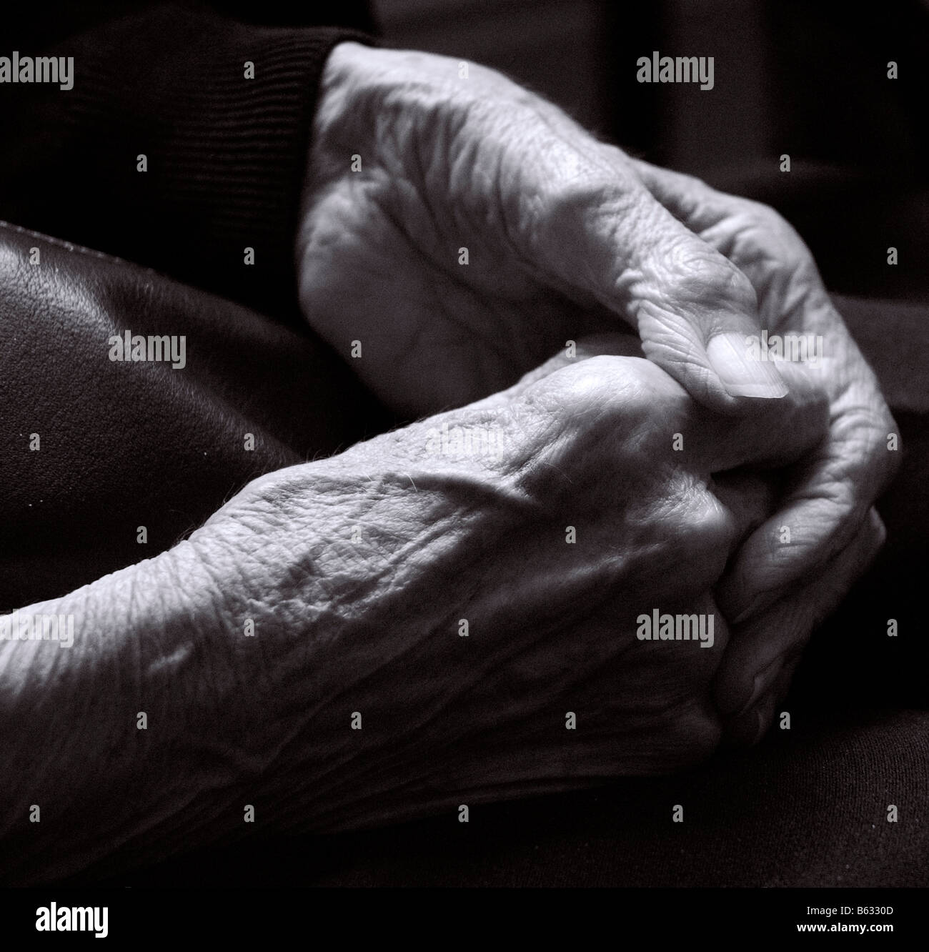 Grandmothers Hands in Mourning (Black & White) Model Release not ...