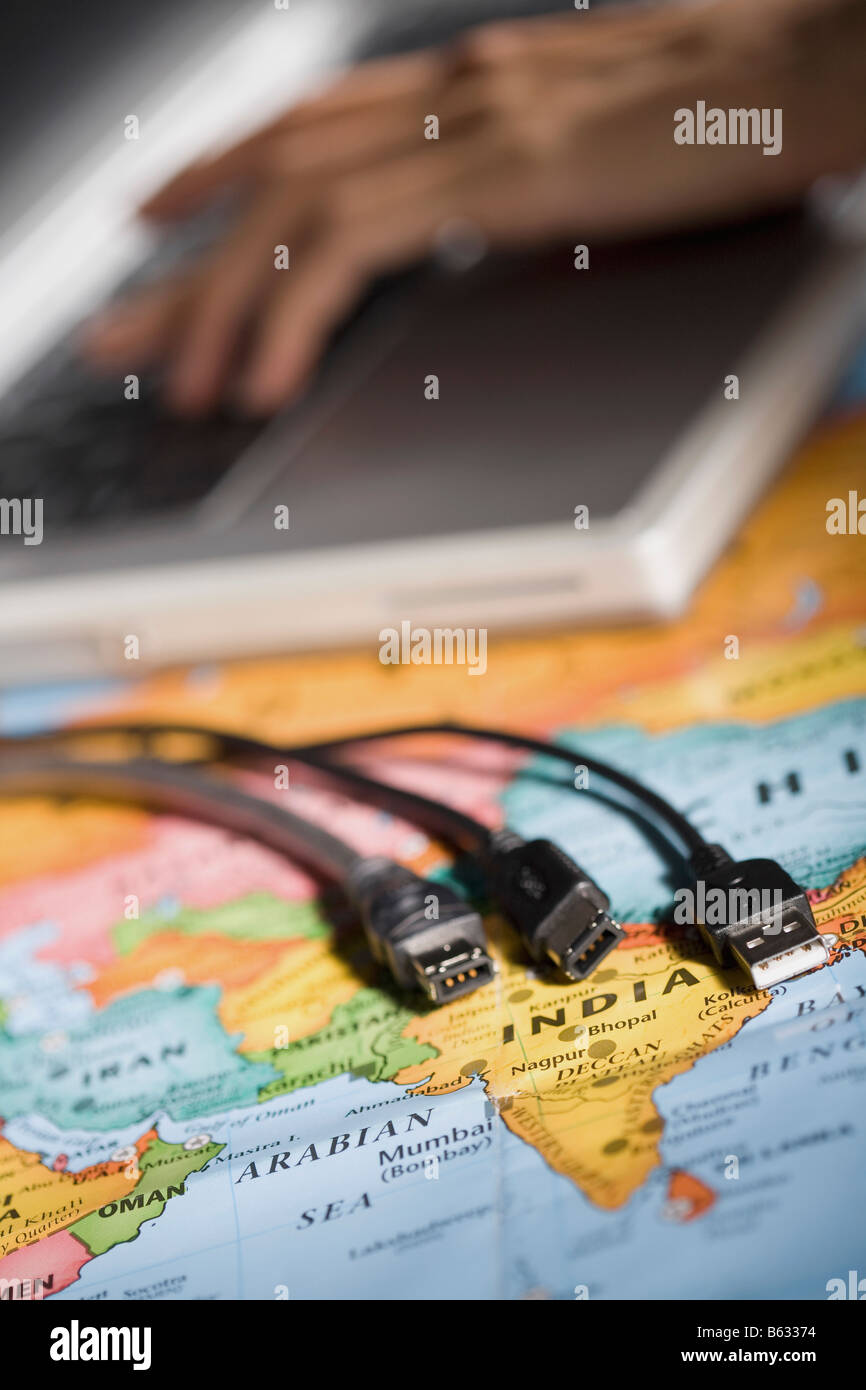 Cable and wireless world map hi-res stock photography and images - Alamy