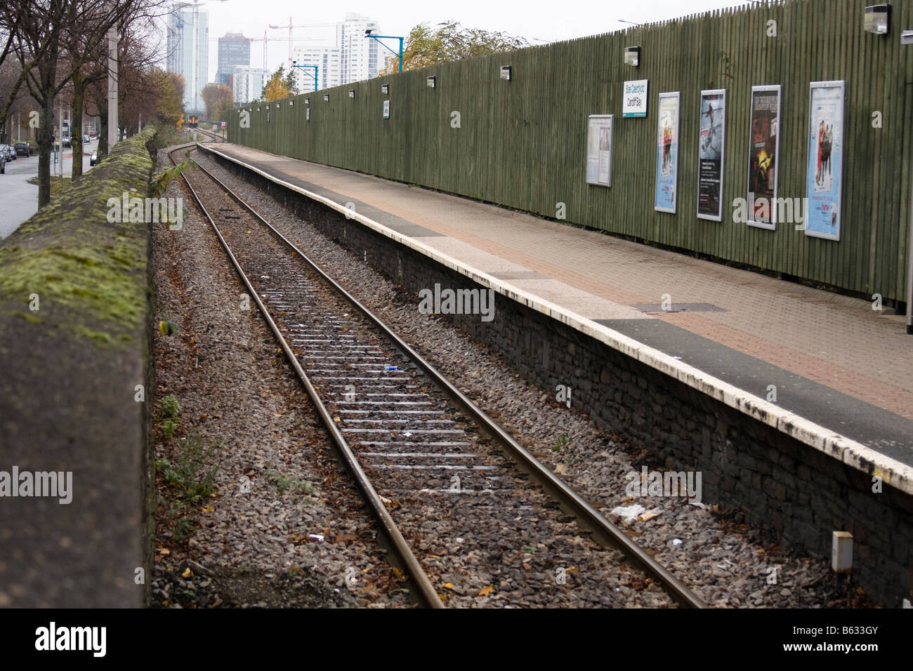 Railway track at Cardiff bay station in Wales, United Kingdom Stock ...