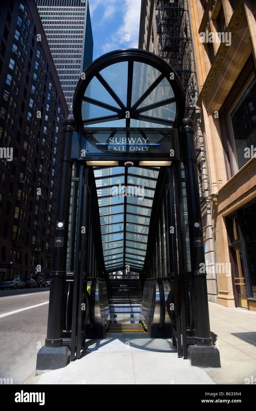 Entrance of a subway station, The Loop, Chicago, Illinois, USA Stock ...