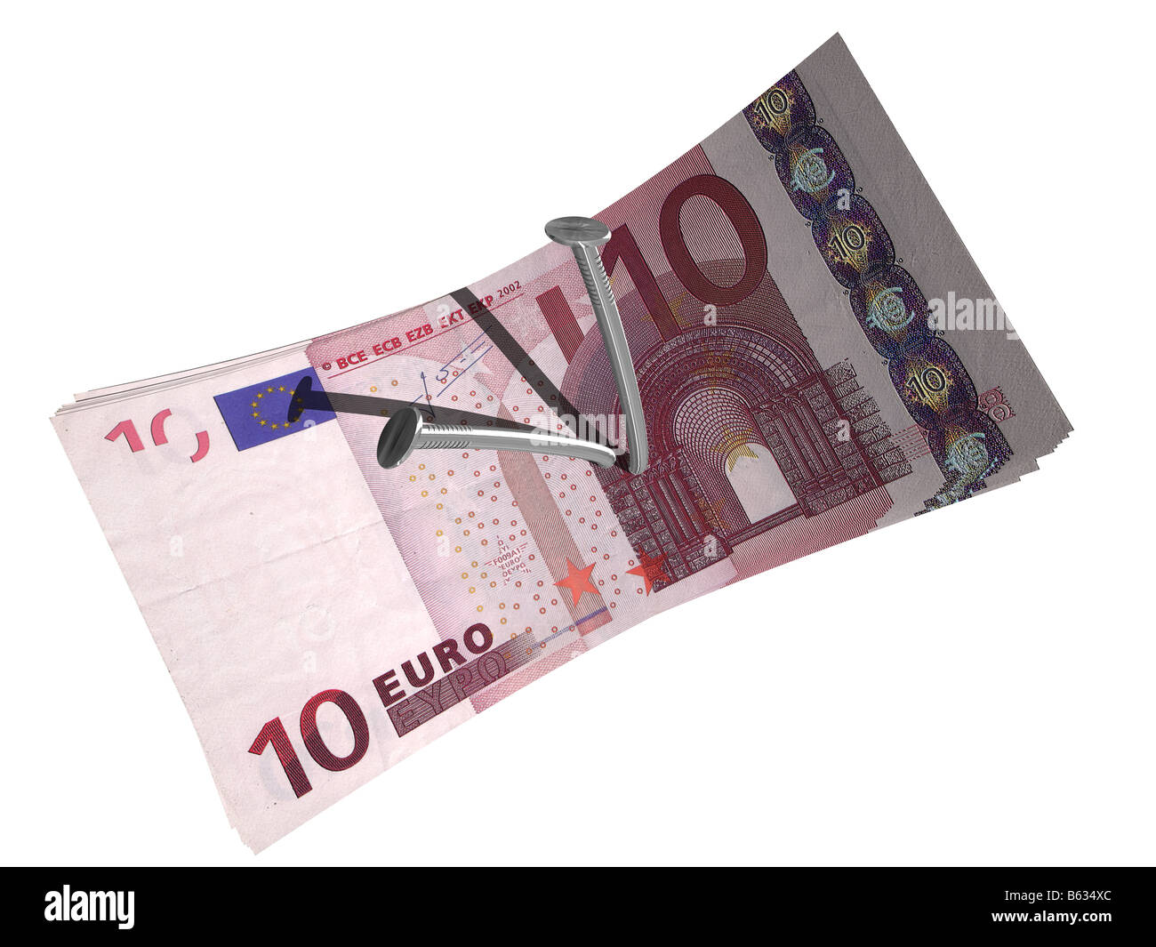 a bundle of euro notes isolated over white background Stock Photo - Alamy
