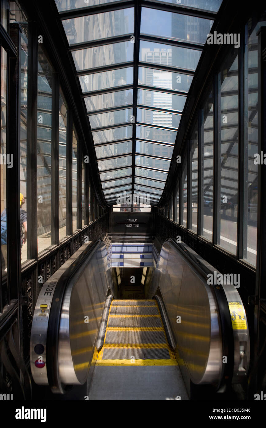 Escalator in a subway station, The Loop, Chicago, Illinois, USA Stock ...