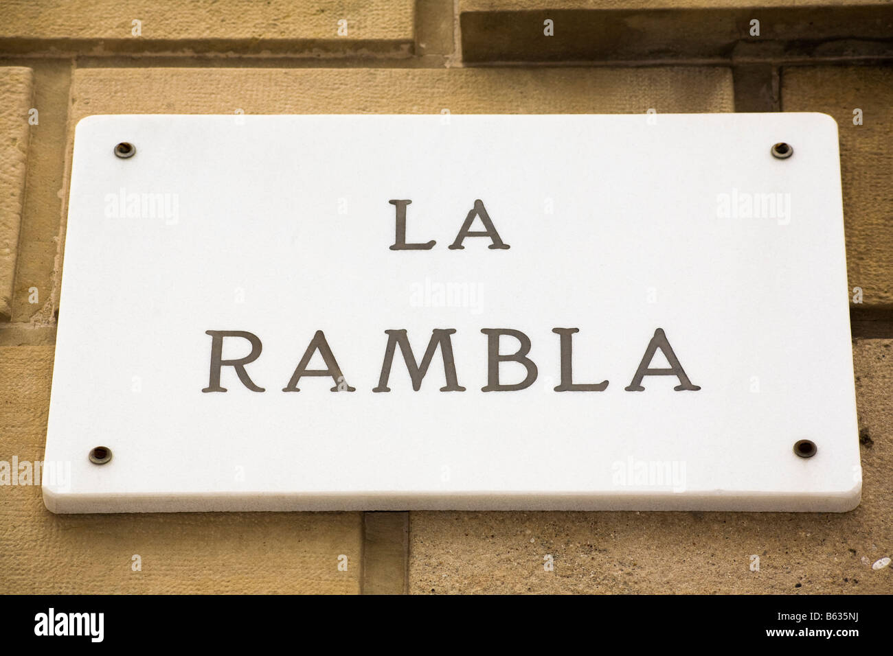 La Rambla street sign, Barcelona, Spain Stock Photo - Alamy