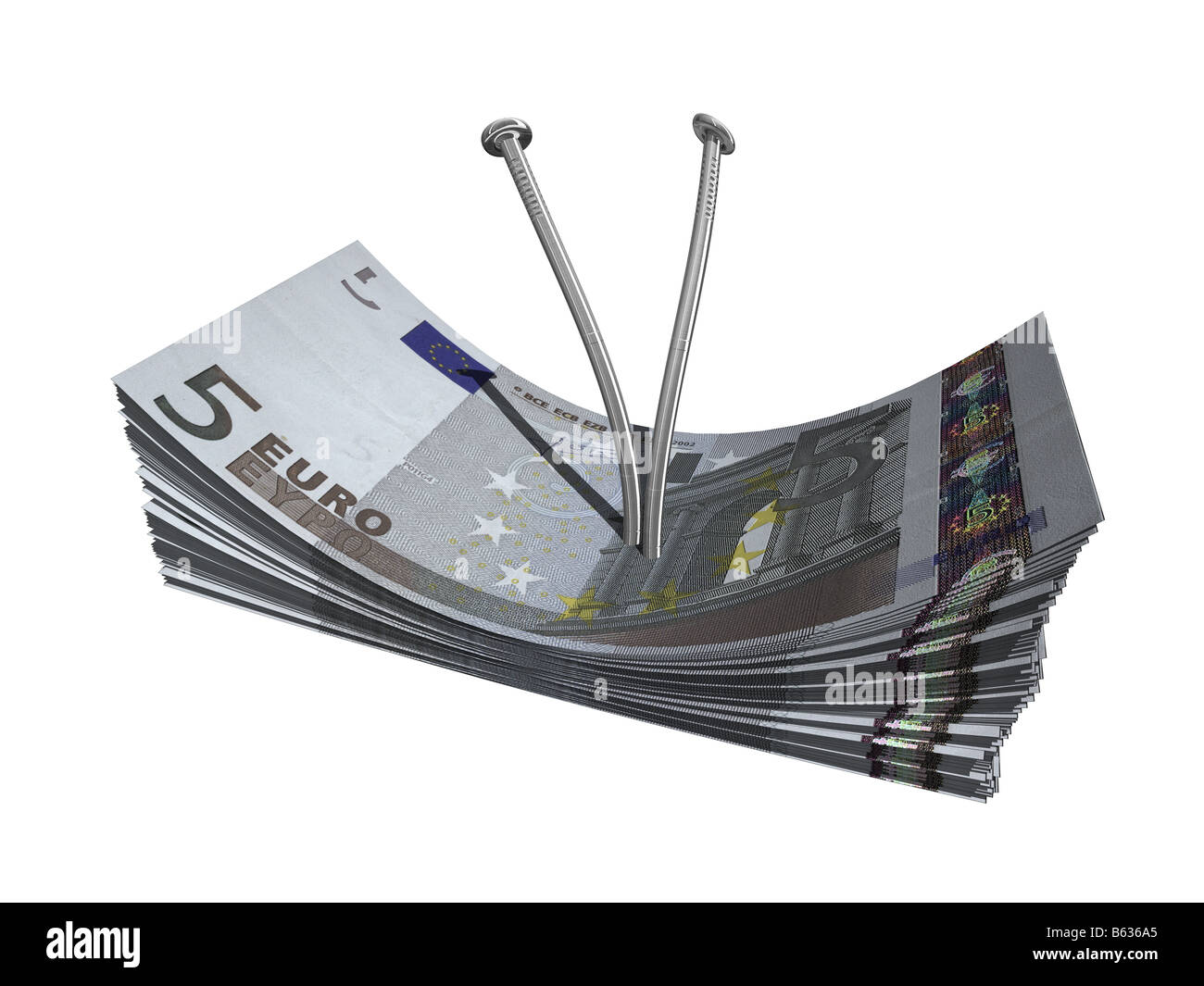 a bundle of euro notes isolated over white background Stock Photo - Alamy