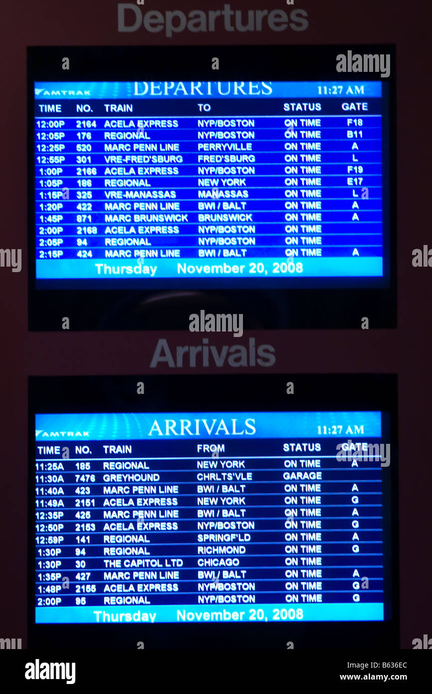 Train schedule monitor Stock Photo - Alamy