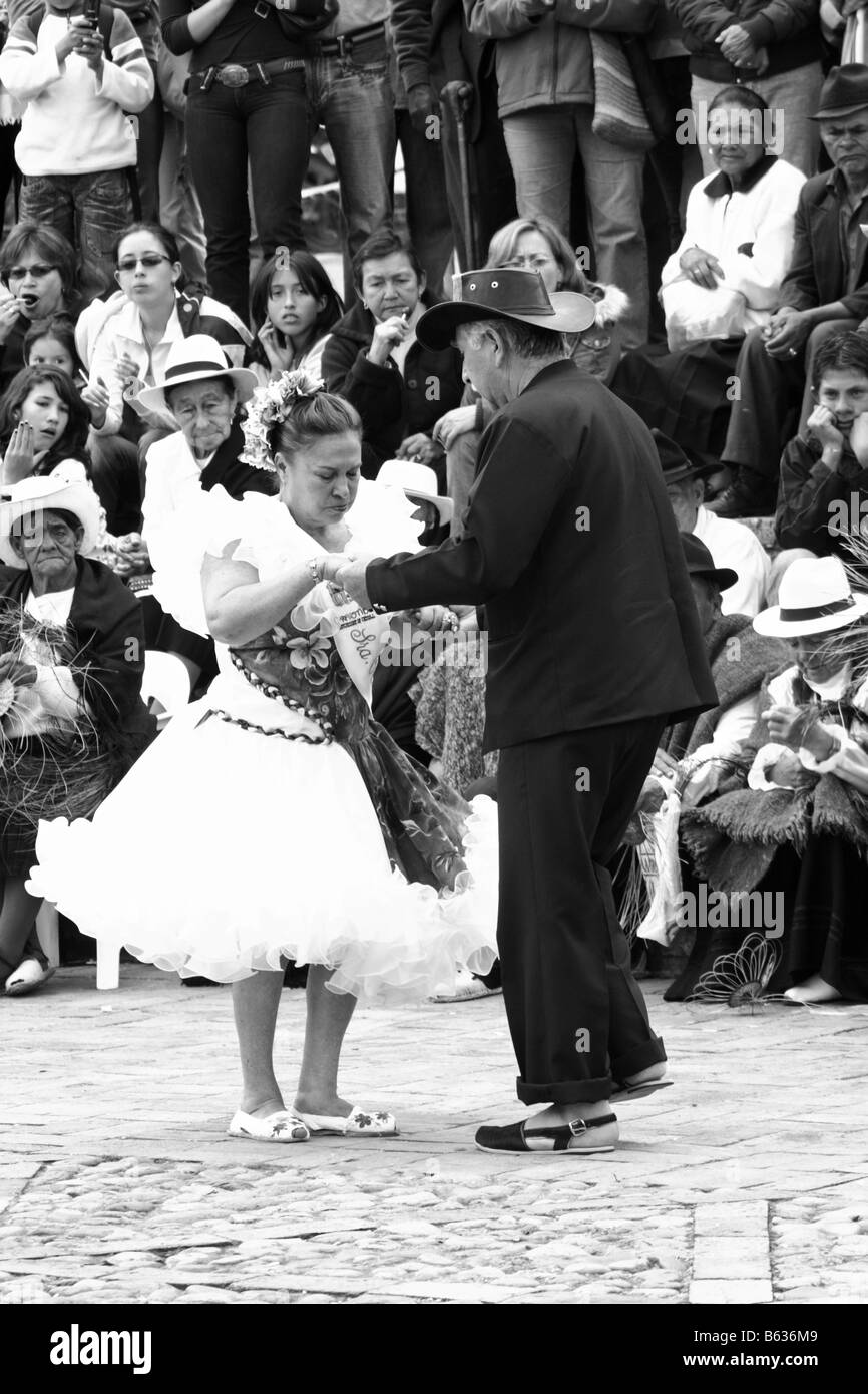 old couple dancing a typical colombian dance during a contest, Tibasosa ...
