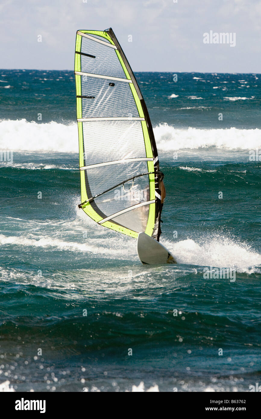 Windsurfer surfing in the sea, Hookipa Beach, Maui, Hawaii, USA Stock ...