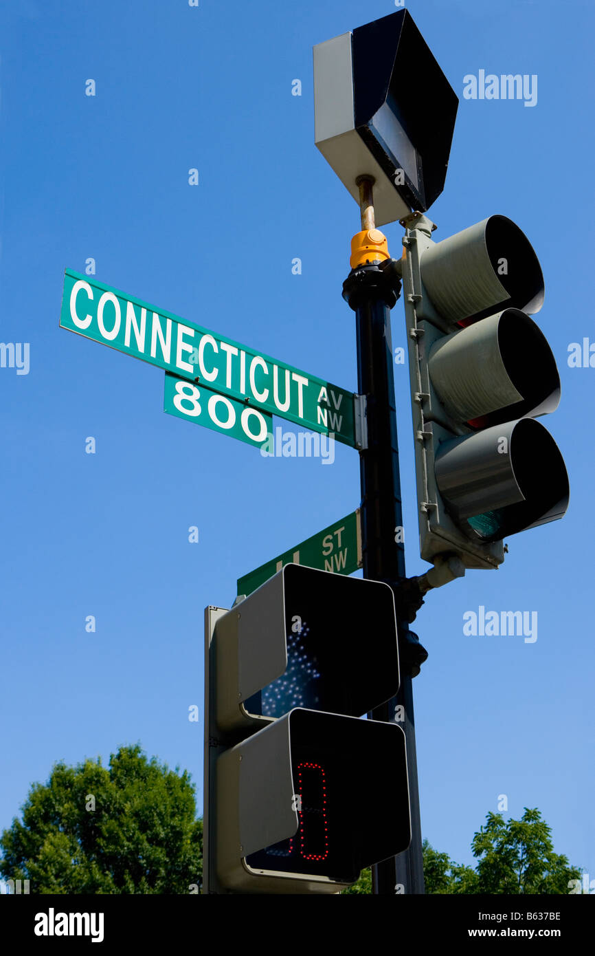 Low angle view of a street signboard on a traffic light, Connecticut ...
