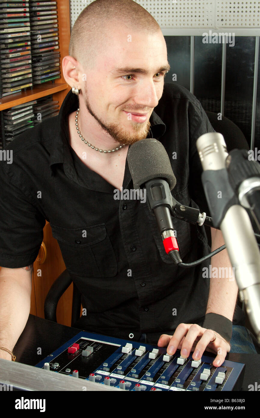 The leader of studio of broadcasting popular FM radio programs Stock ...