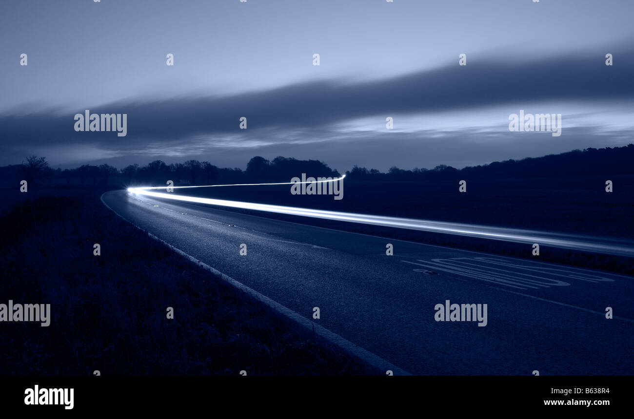 Trail of light through the Suffolk Countryside Stock Photo - Alamy