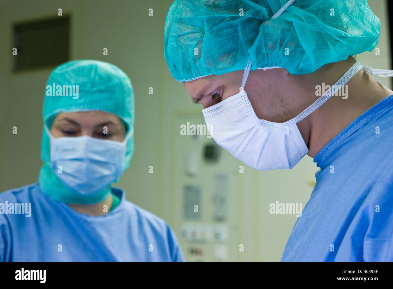 Neurosurgeons removing a benign brain tumor, Reykjavik, Iceland Stock ...