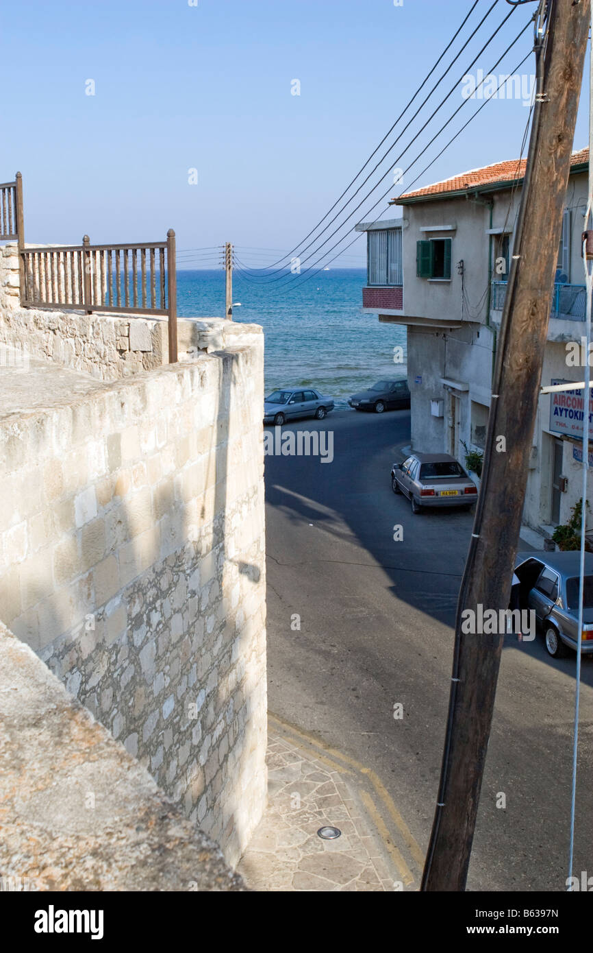 Larnaca fort Local Mediaeval Museum view from walls on streets and sea ...