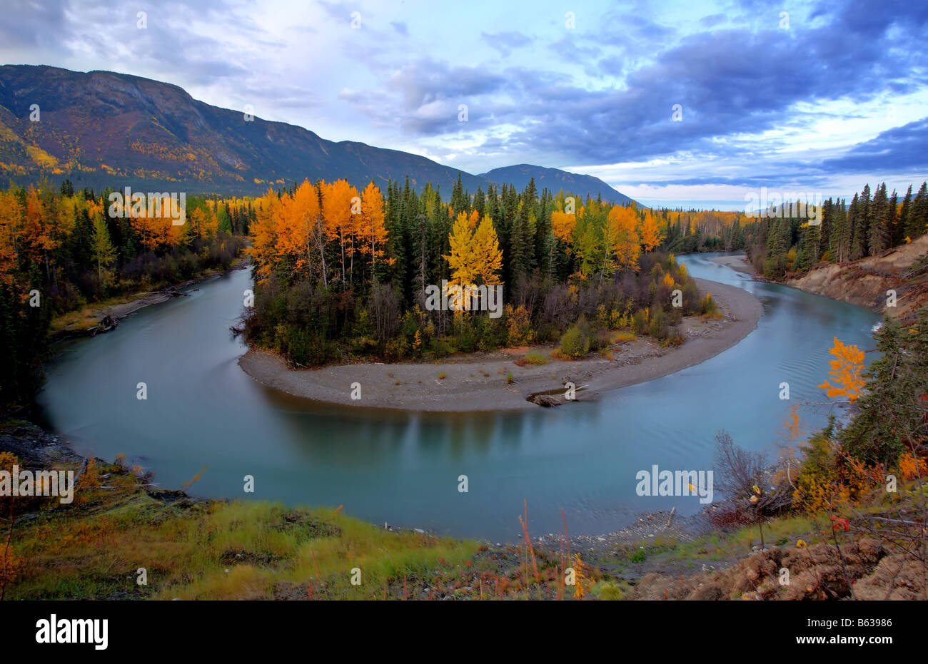 Autumn colors along Tanzilla River in Northern British Columbia Stock ...