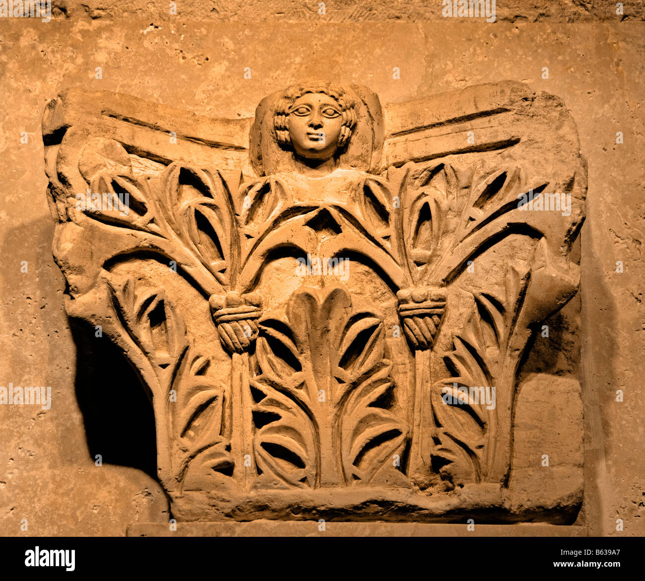 Limestone pilaster capital with relief bust 5th century Greece Greek ...