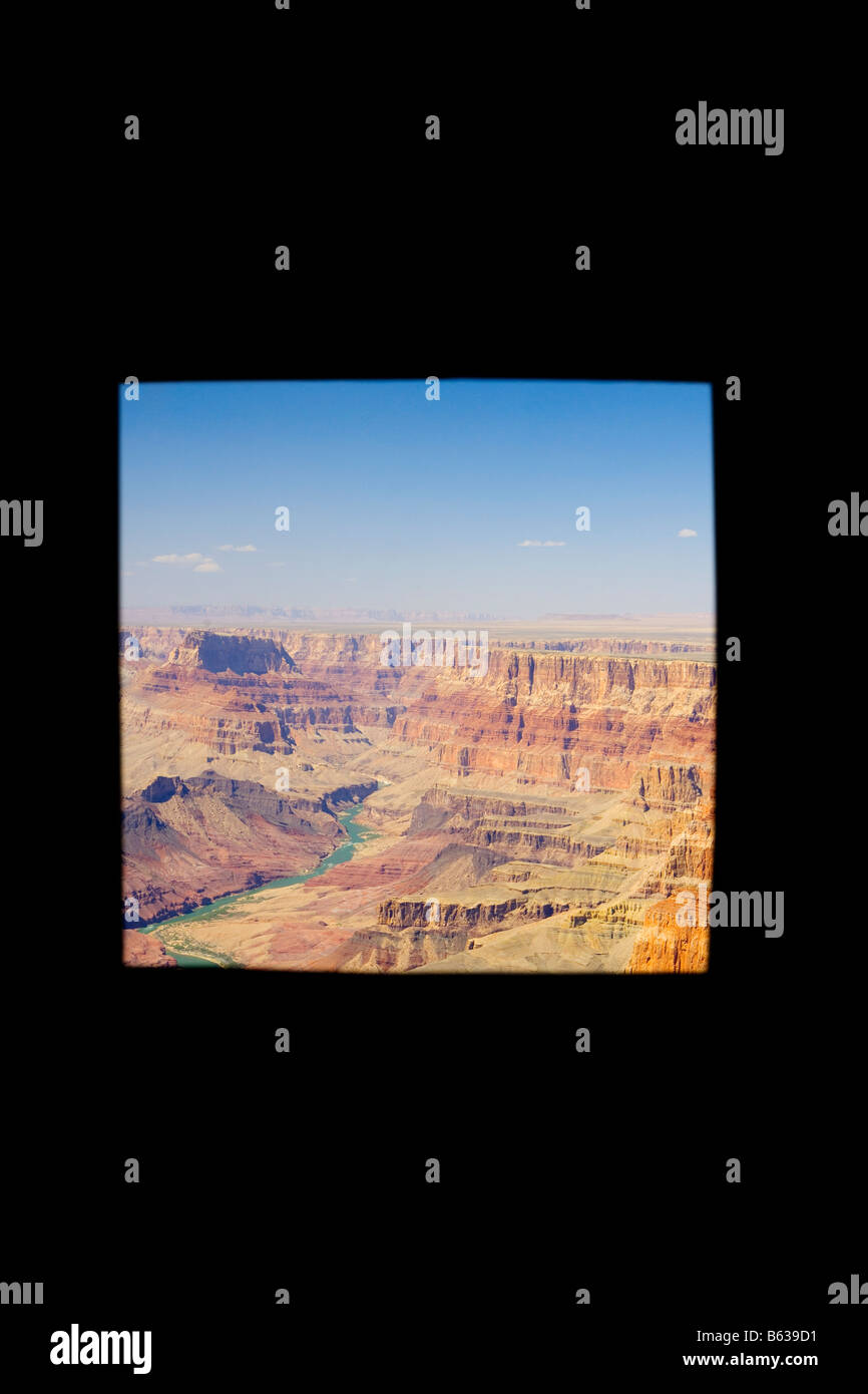 Rock formations on a landscape viewed through a window, Chicago ...