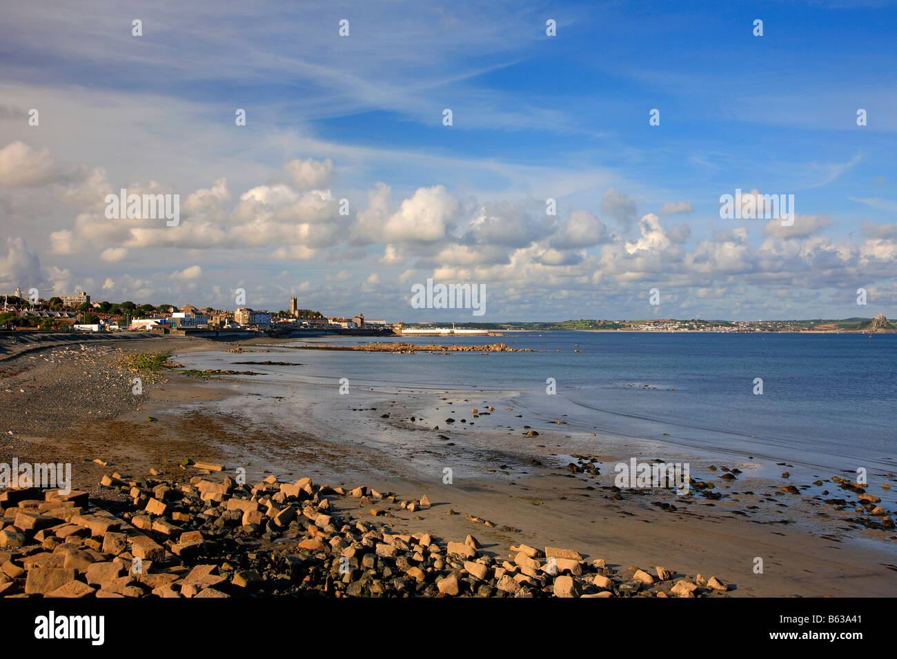 Landscape of Penzance Beach Seaside Coastal town Cornwall County ...