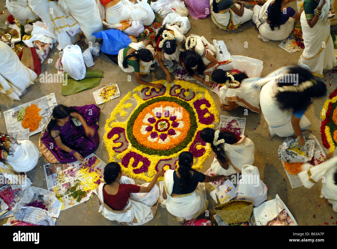 Floral decorations during onam in hi-res stock photography and images ...