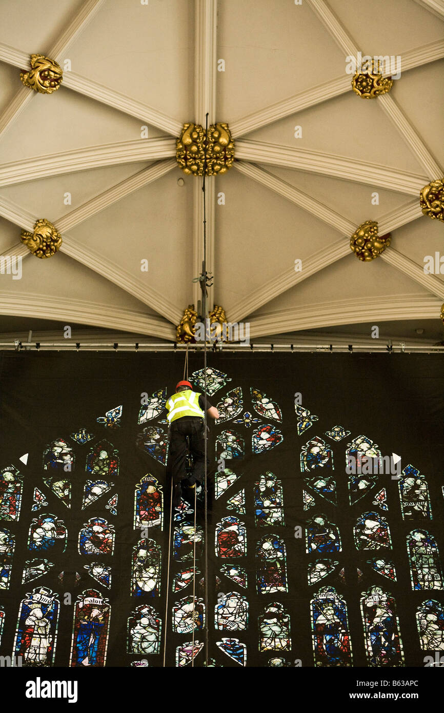 The Great East Window at York Minster with a full sized mural in place ...
