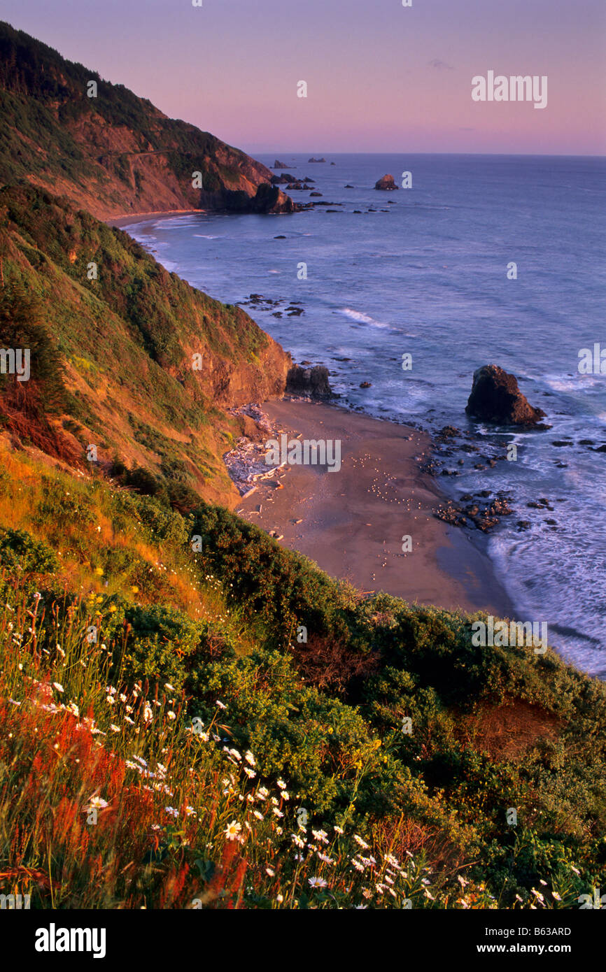 Calm sea beach distant seaside cliffs hi-res stock photography and ...