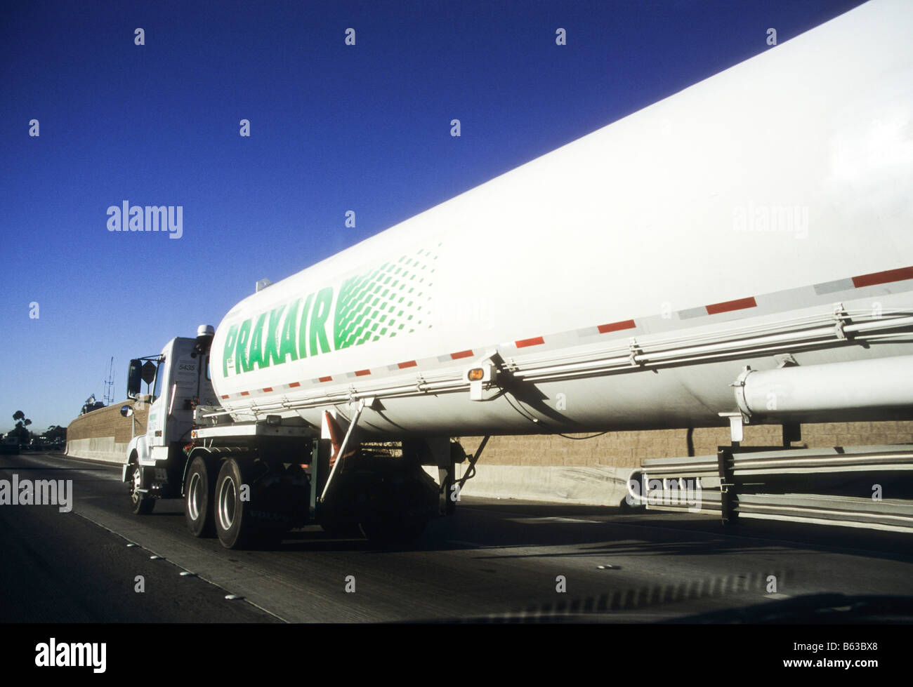 Pressurized gas truck on california freeway Stock Photo - Alamy