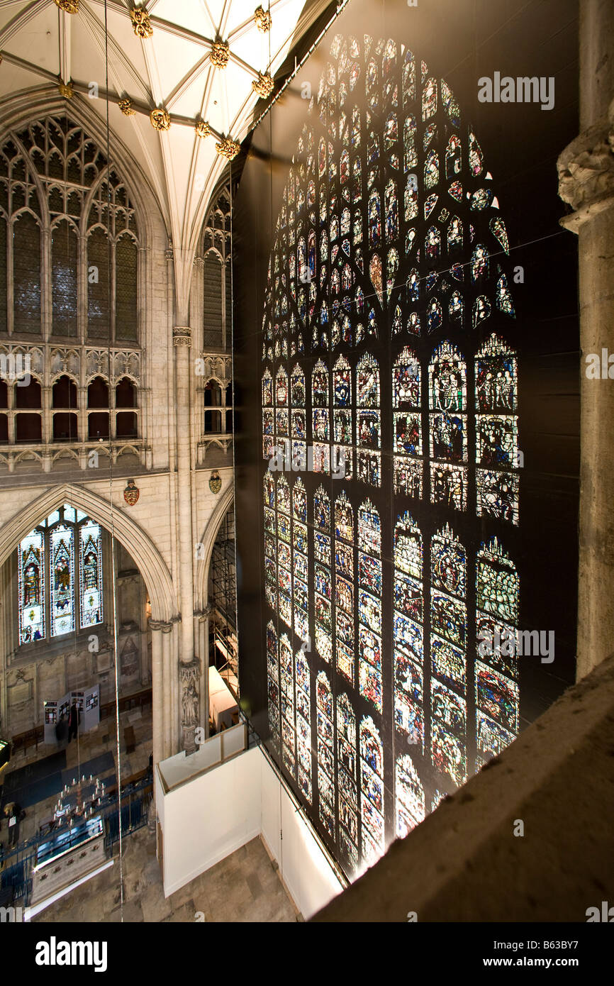 The Great East Window at York Minster with a full sized mural in place ...