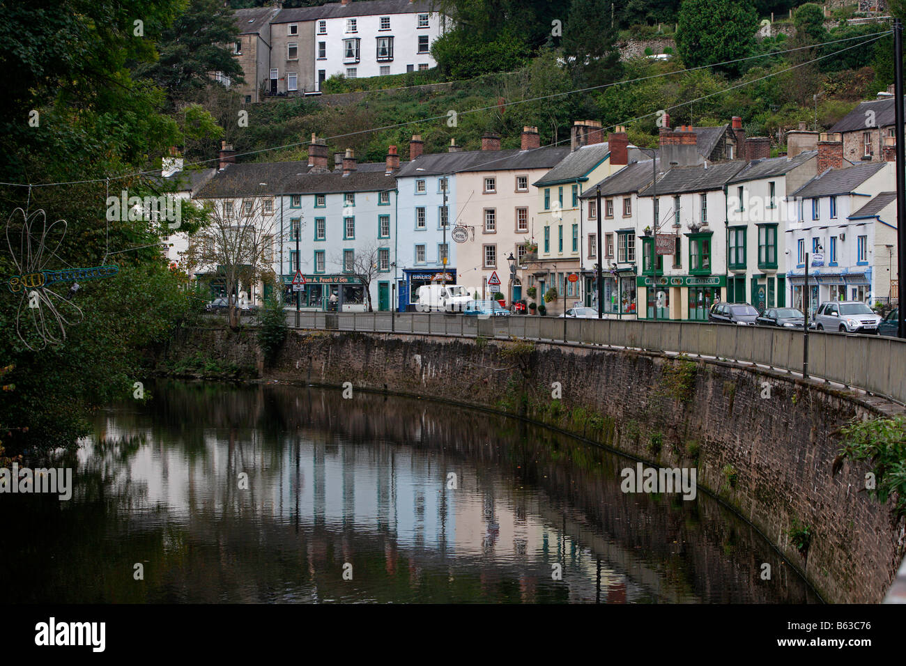 Matlock Bath Town center typical houses Victorian style Derbyshire the ...
