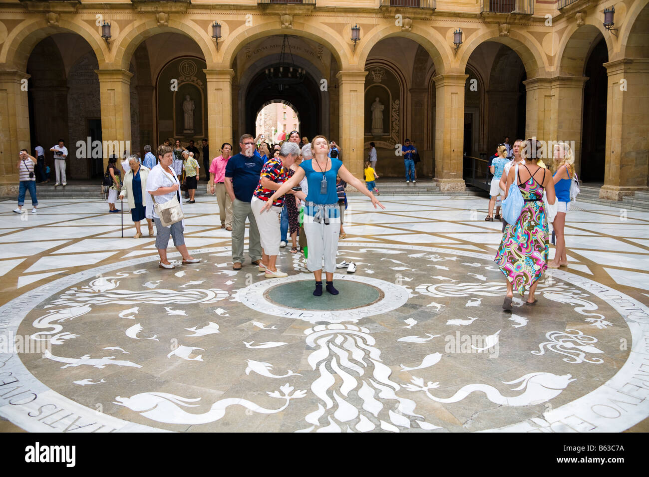 People visiting Montserrat Basilica and Monastery, Montserrat, near ...