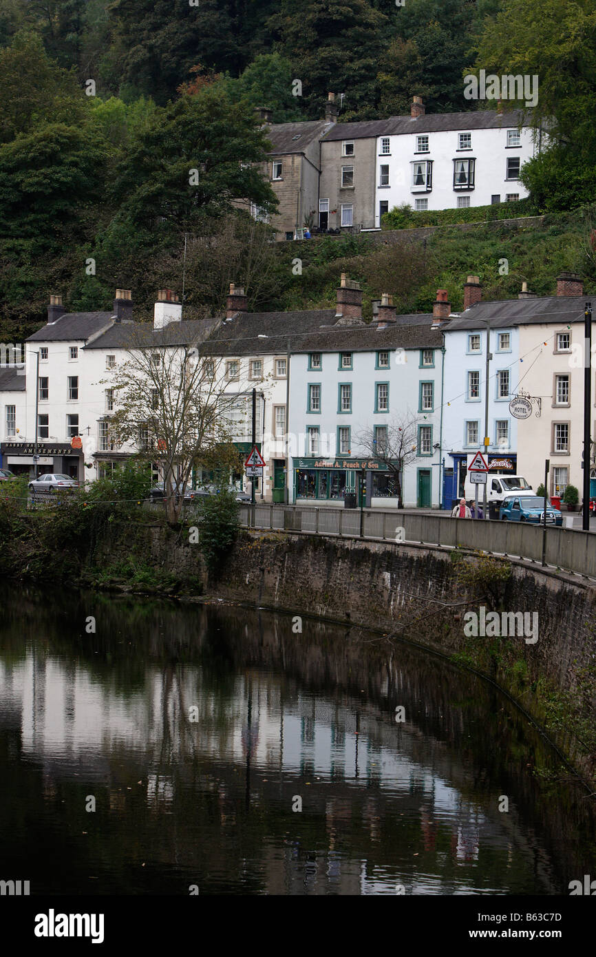 Matlock Bath Town center typical houses Victorian style Derbyshire the ...