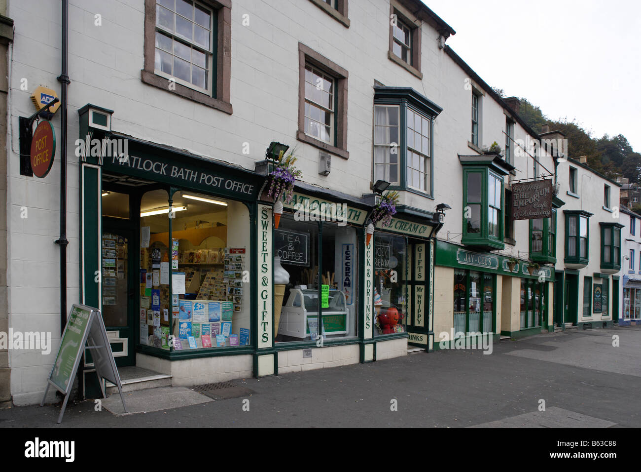 Matlock Bath Town center typical houses Victorian style Derbyshire the ...