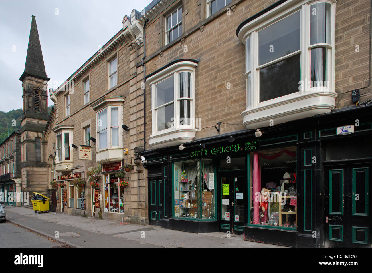 Matlock Bath Town center typical houses Victorian style Derbyshire the ...