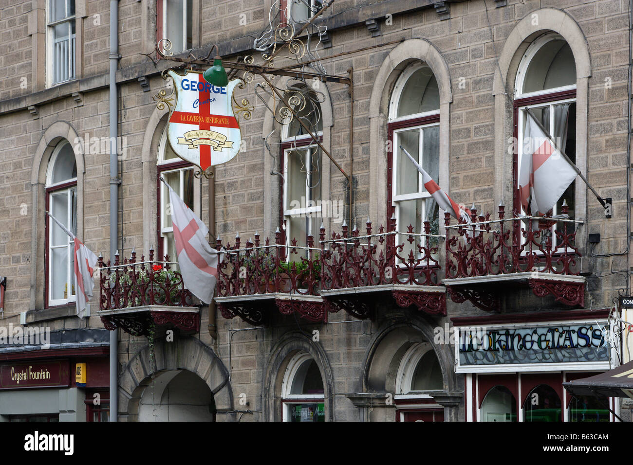 Matlock Bath Town center typical houses Victorian style Derbyshire the ...