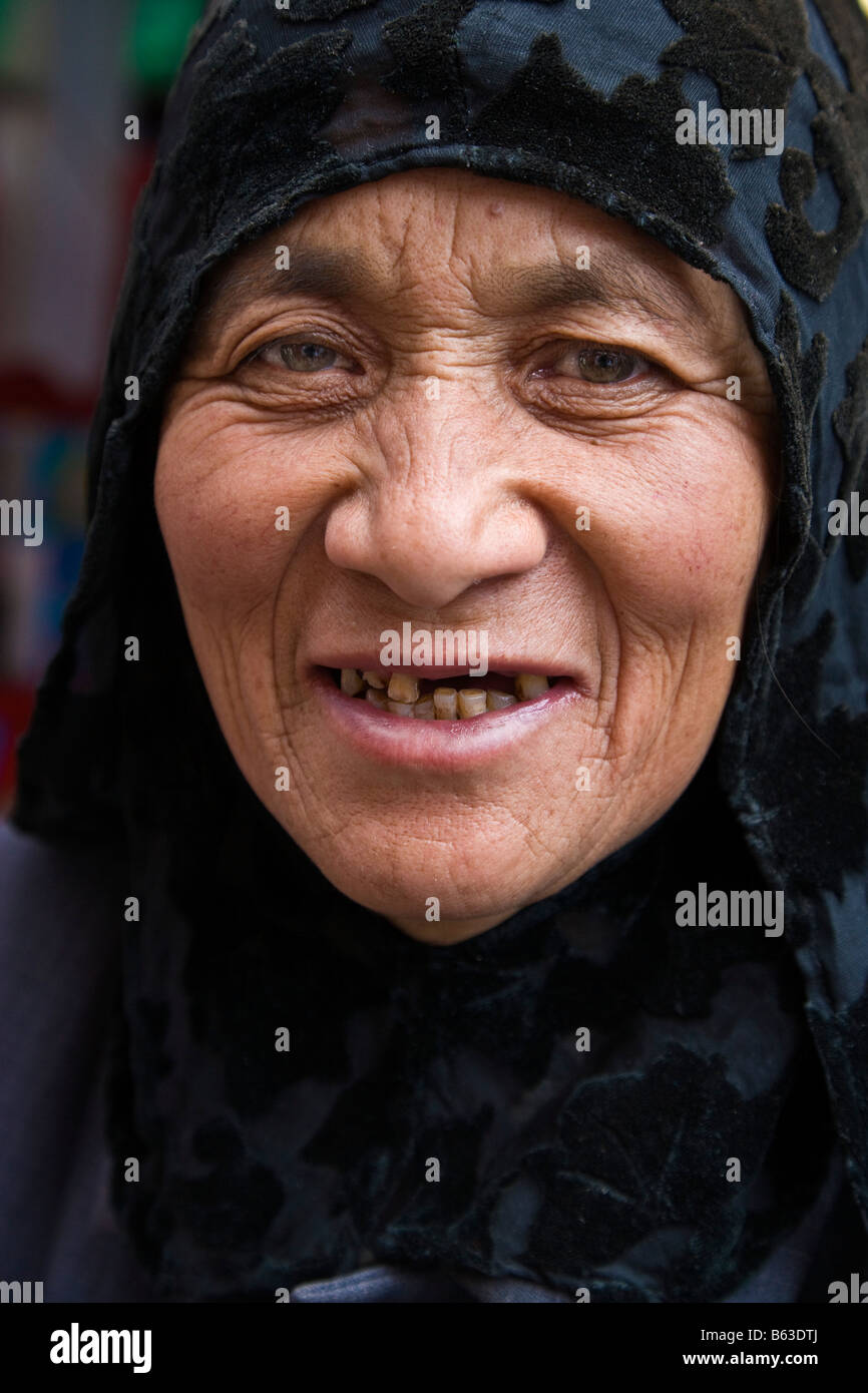 Tibetan muslim woman in the Barkhor Lhasa Tibet. JMH3681 Stock Photo ...