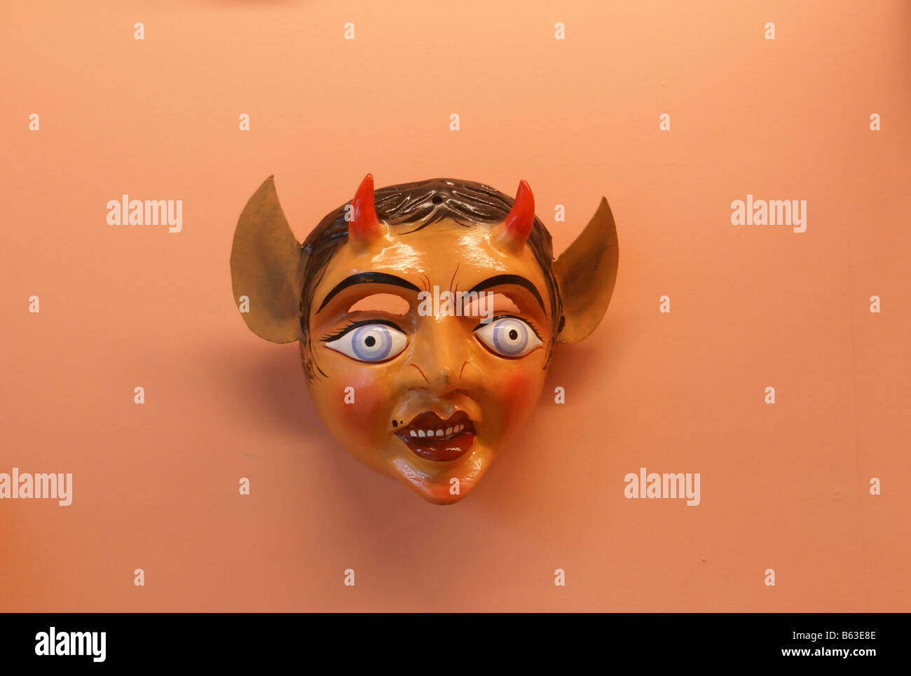 Wooden carnival mask hand carved Lima Peru South America Stock Photo ...