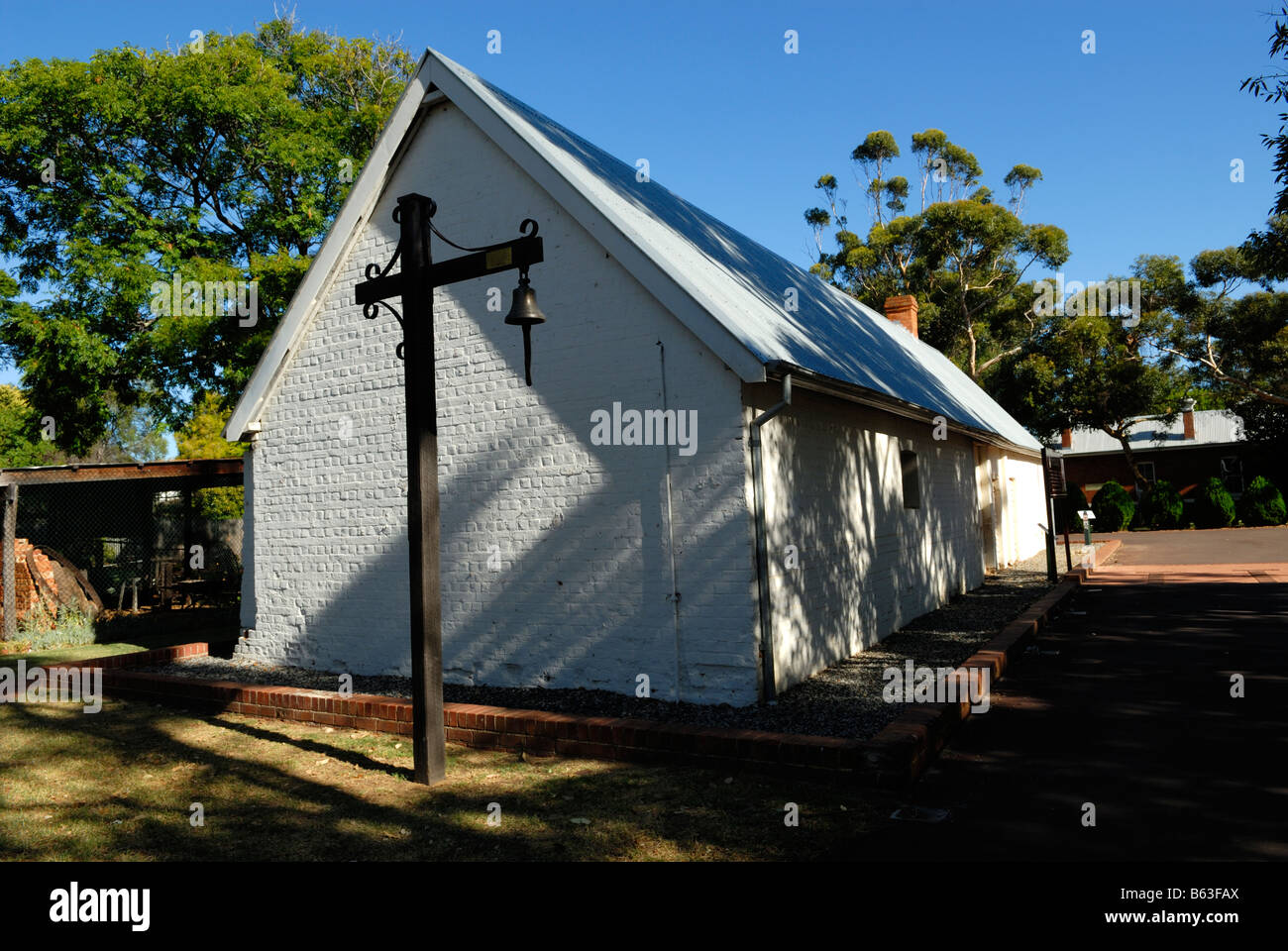 Remnant building of the Old Gaol and replacement town Curfew Bell ...