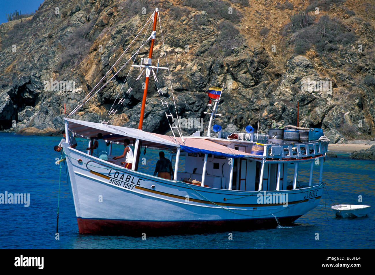 Venezuela Isla Margarita island fishing boat La Caracola cove Porlamar ...