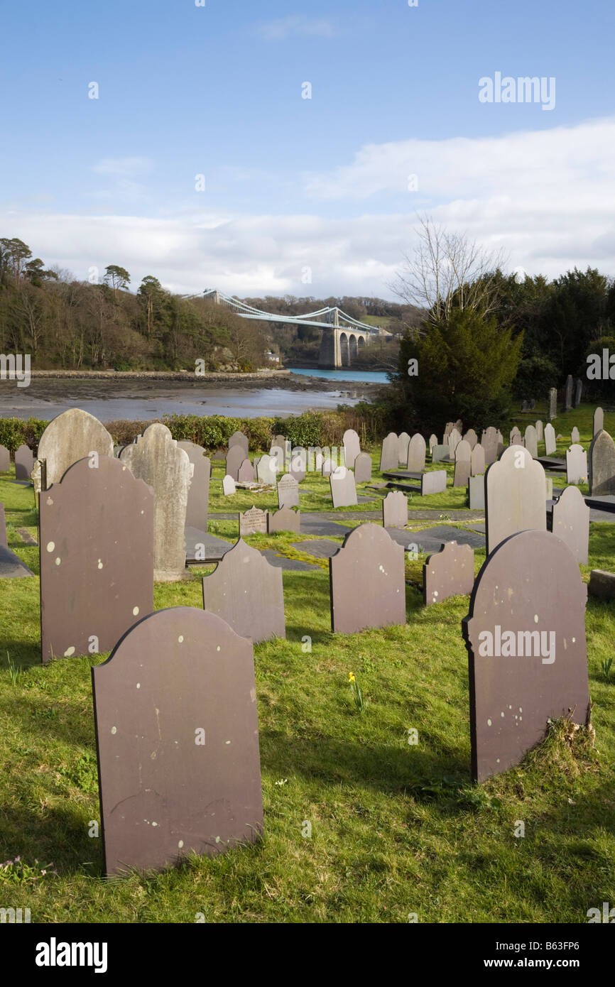 Menai Bridge Anglesey North Wales UK Gravestones in St Tysilio s ...