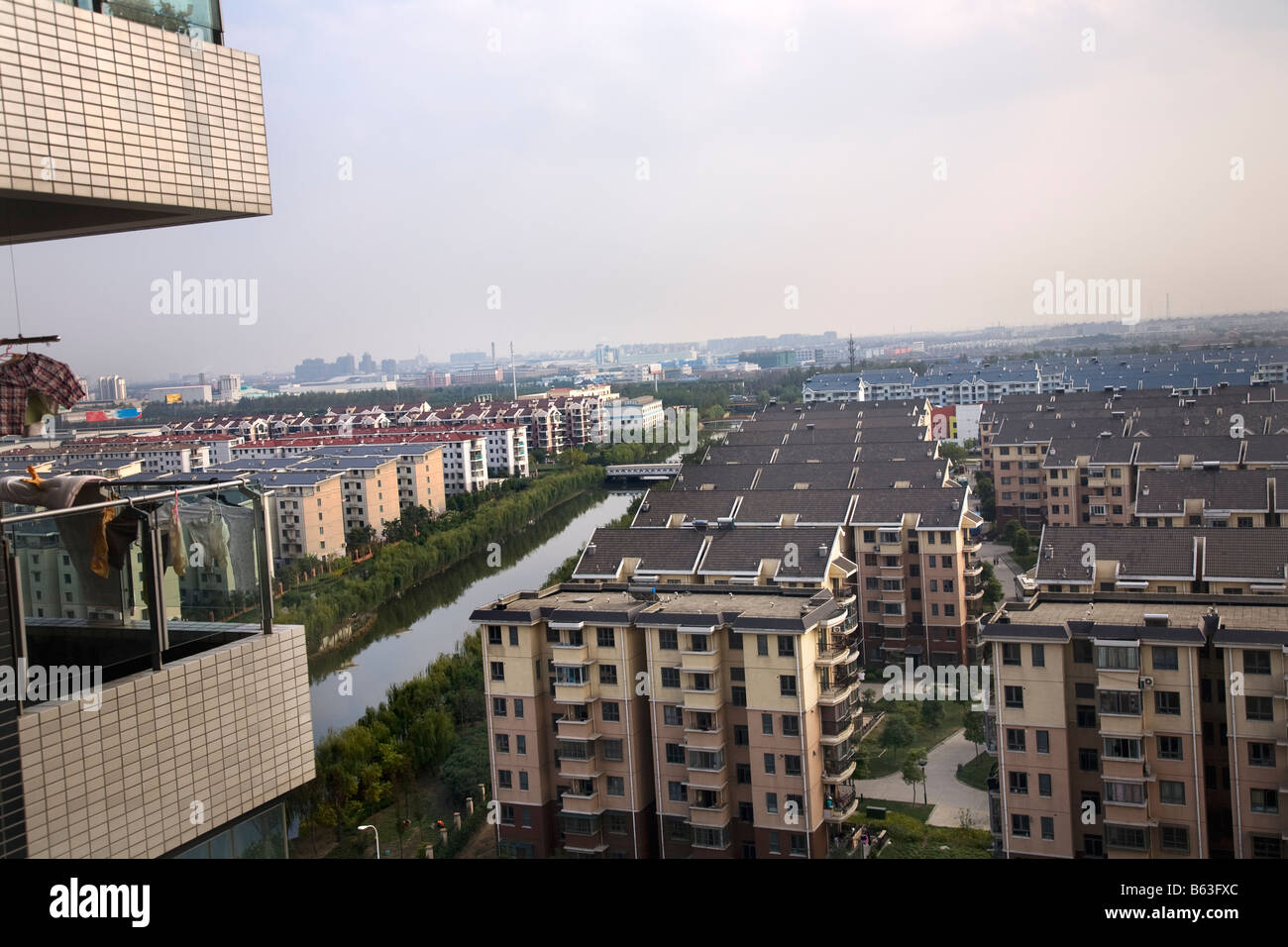 Shanghai Suburbs Residential Area apartments river living area With ...