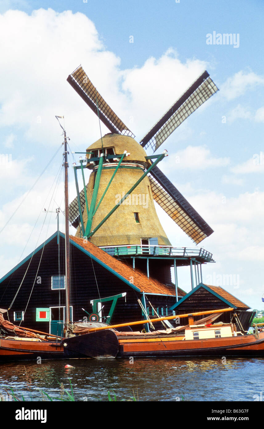 Boats and windmill, Holland, the Netherlands Stock Photo - Alamy
