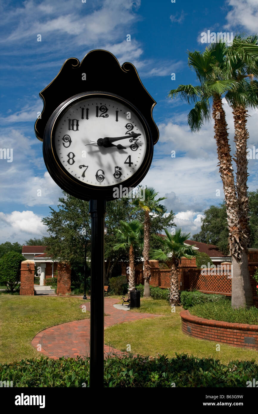 Old clock with park in background mid afternoon Stock Photo - Alamy