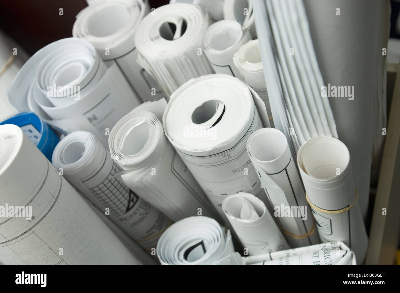 Rolled blueprints stored hi-res stock photography and images - Alamy