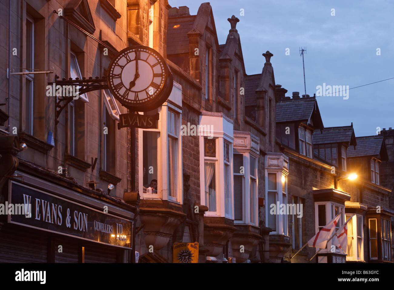 Matlock Town center typical houses Victorian style Derbyshire the ...