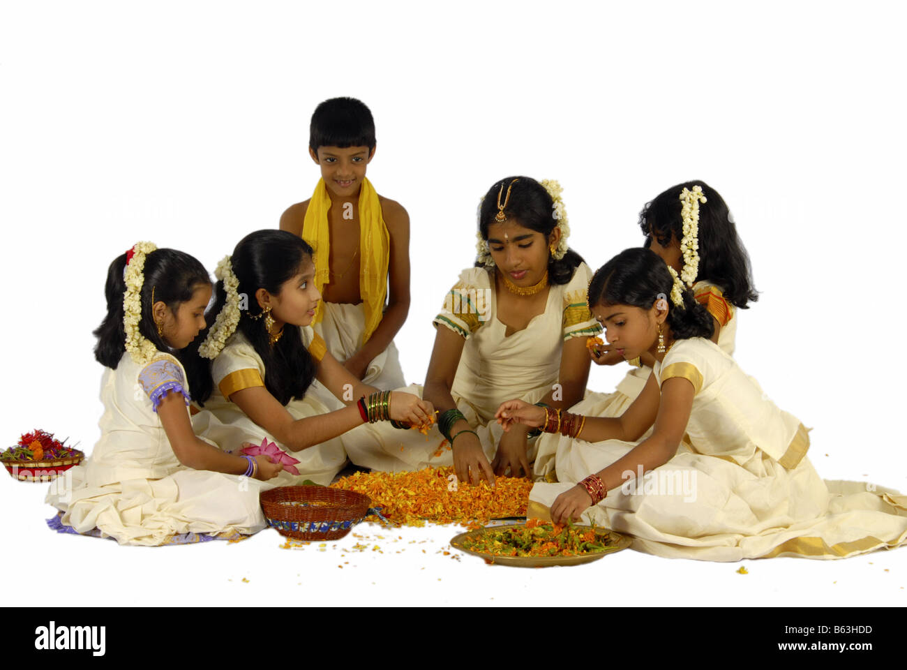 CHILD MODELS FROM KERALA IN TRADITIONAL ATTIRE DURING ONAM Stock Photo ...