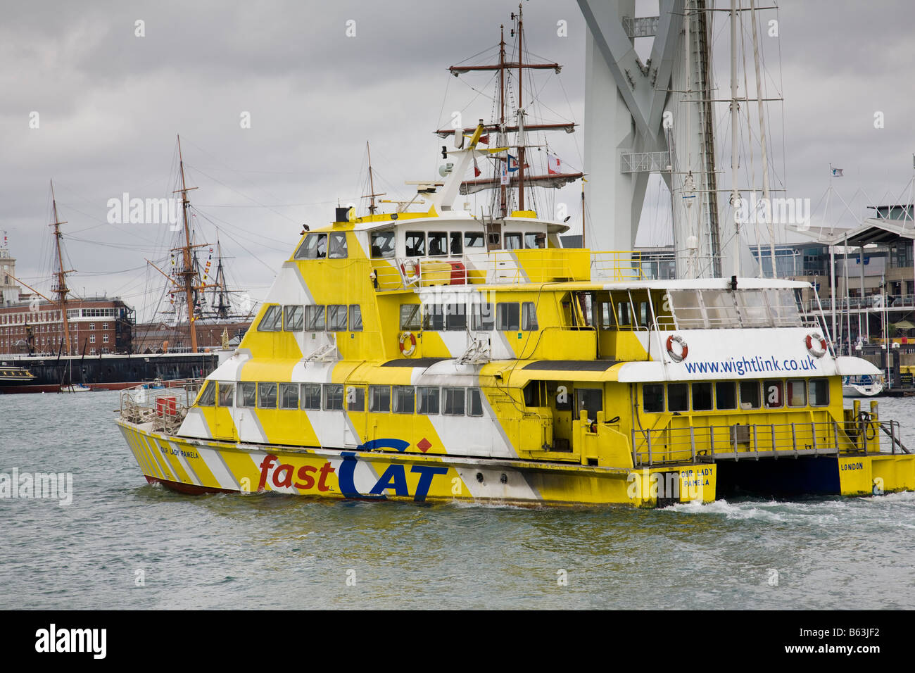 The fastCat ferry prepares to leave Portsmouth Harbour bound for the ...