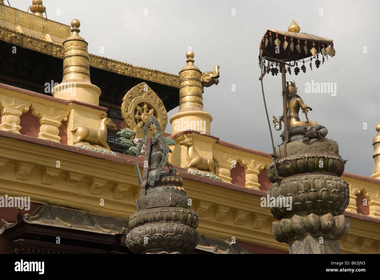 Roof tops at the Buddhist temple of Swayambhunath the monkey temple in ...
